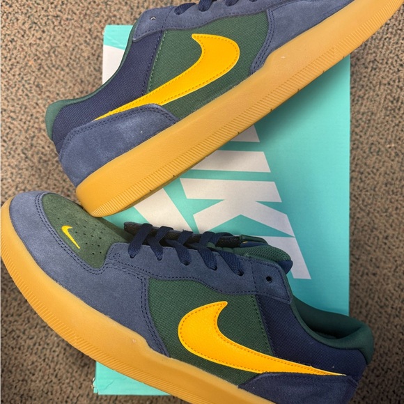 Nike | Shoes | Nike Sb Force 58 Blue And Green Shoes With Yellow Logo ...